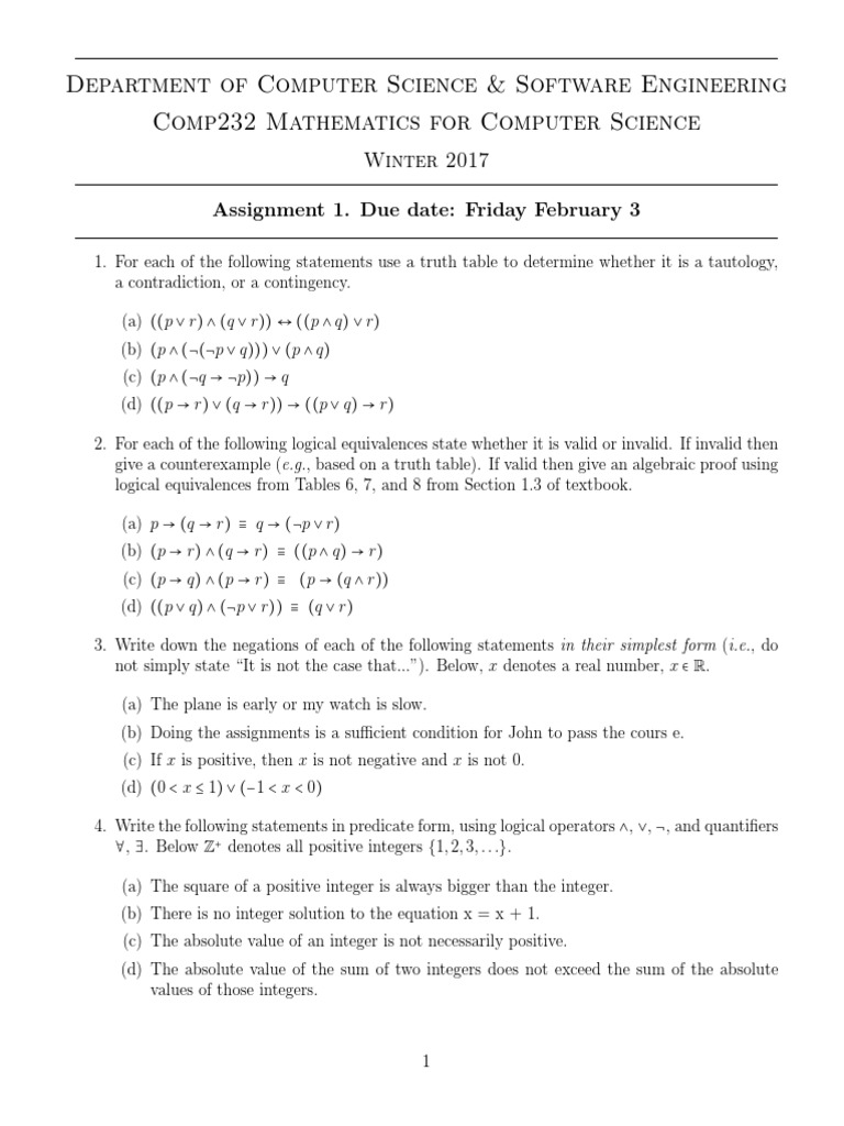 Assgn1 PDF | PDF | Logic | Mathematical Logic