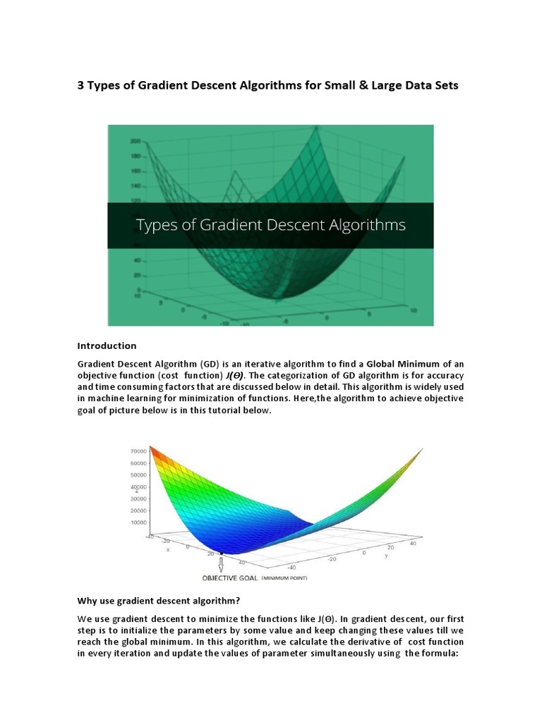 3 Types of Gradient Descent Algorithms For Small & Large Datasets | PDF | Loss Function ...