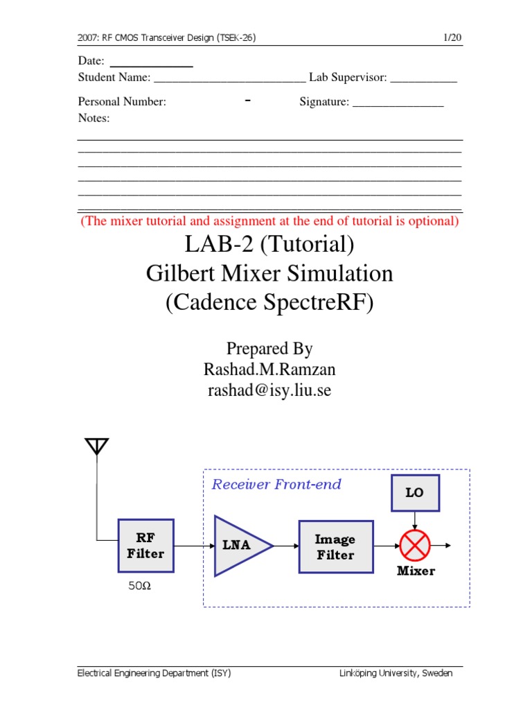 Gilbert Mixer Simulation in Cadence | PDF | Electrical Impedance ...