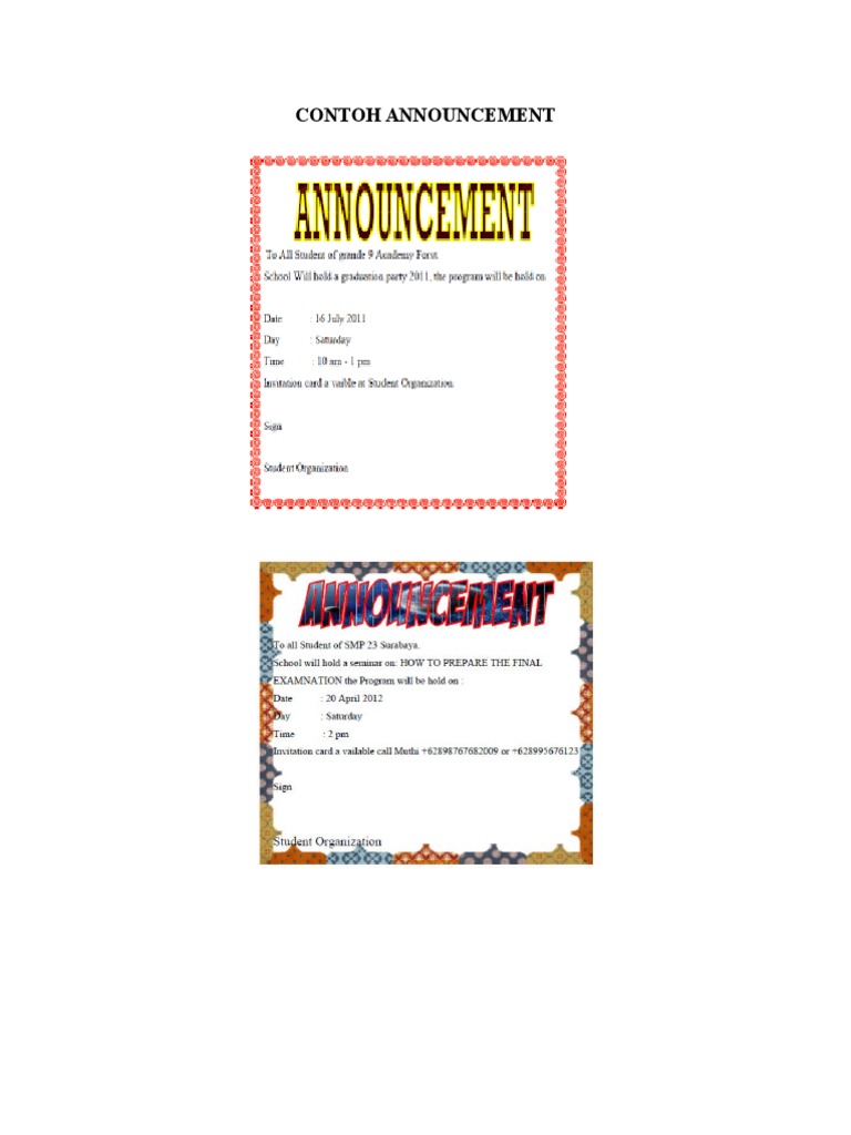 Contoh Announcement | PDF