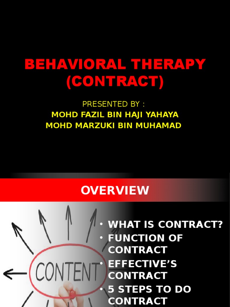 Behavioral Therapy - Contract | PDF | Behaviour Therapy | Cognitive ...