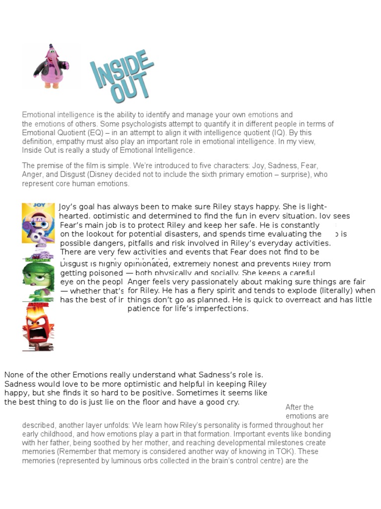 Inside Out Worksheet | PDF | Emotions | Applied Psychology