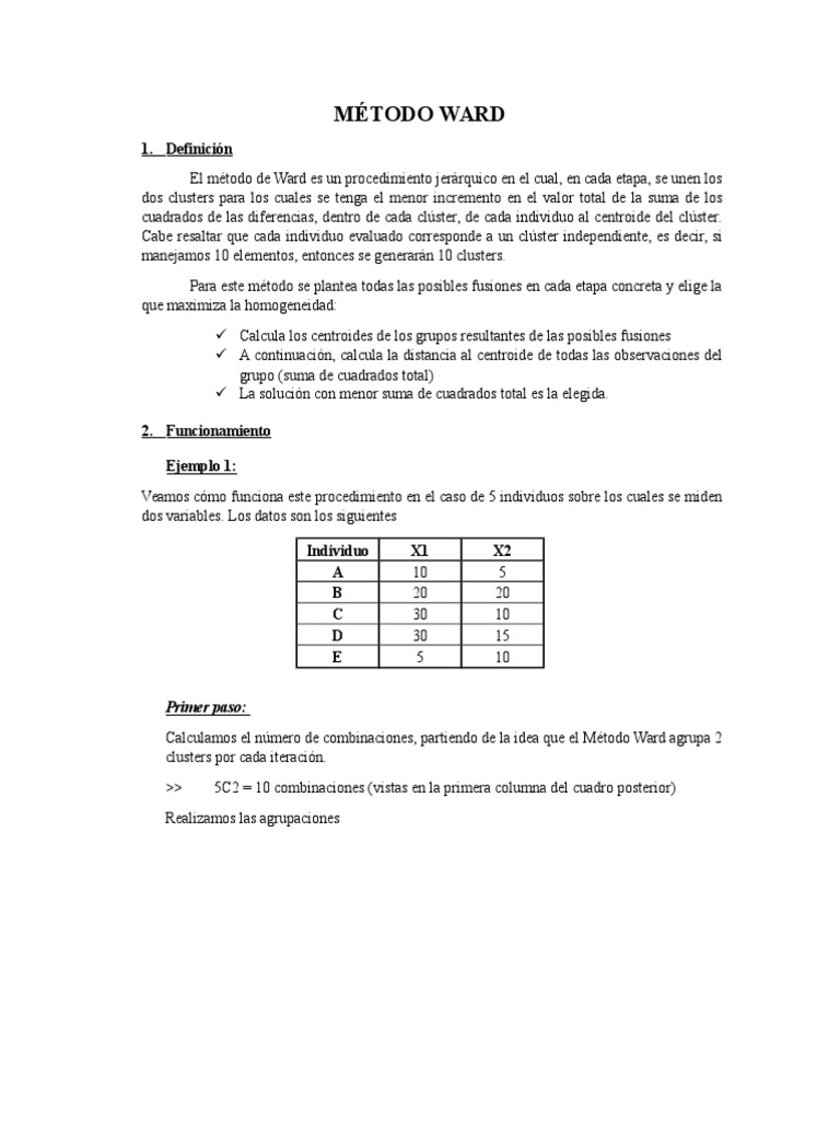 Método Ward | PDF | Conceptos matemáticos | Áreas de informática