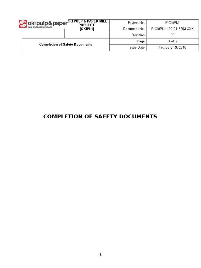 OKI Pulp Mill Safety Document Procedures | PDF | Scope (Computer ...
