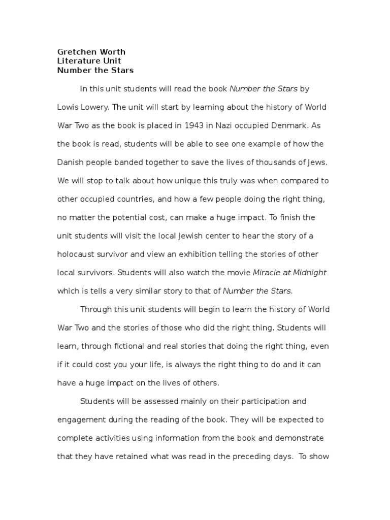 The Stars Unit Plan | PDF | Reading Comprehension | Teaching And Learning