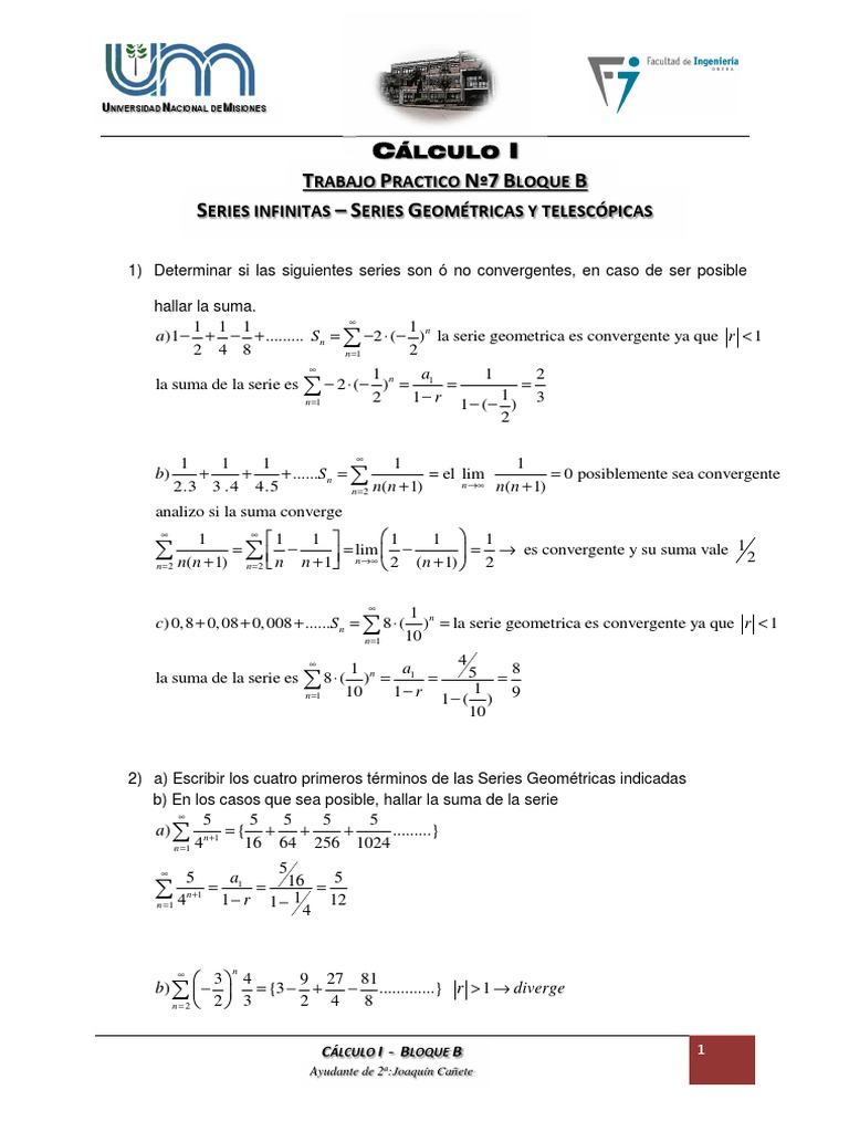 Series Infinitas: Convergencia y Sumas | PDF | Series (Matemáticas ...