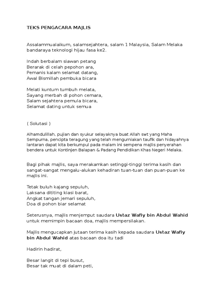 Teks Pengacara Majlis | PDF