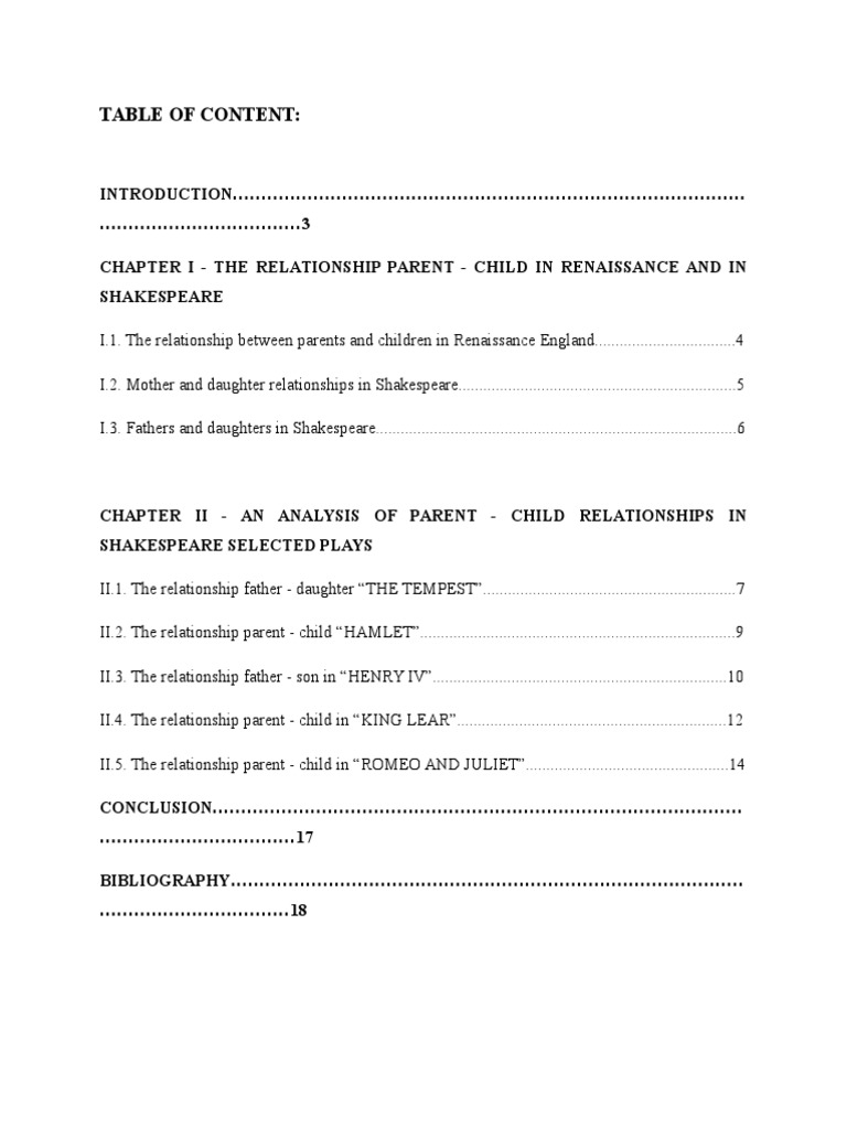 Parental Relationships in Shakespeare's Works | PDF | Characters In ...