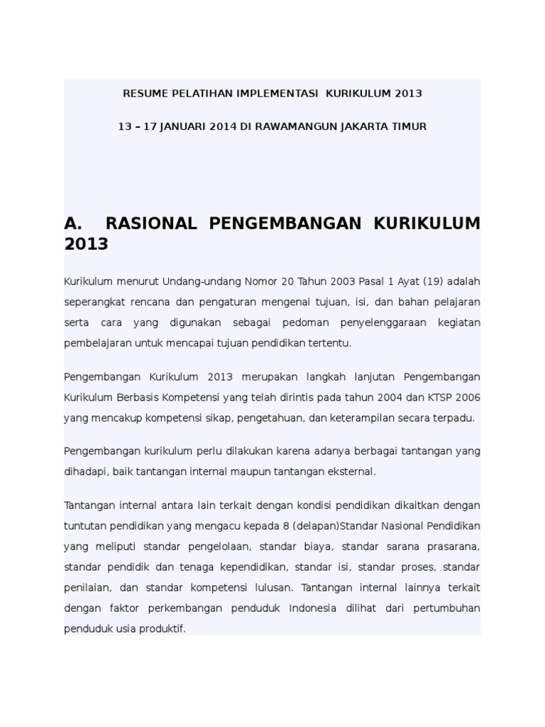 Contoh Resume Pelatihan Implementasi | PDF
