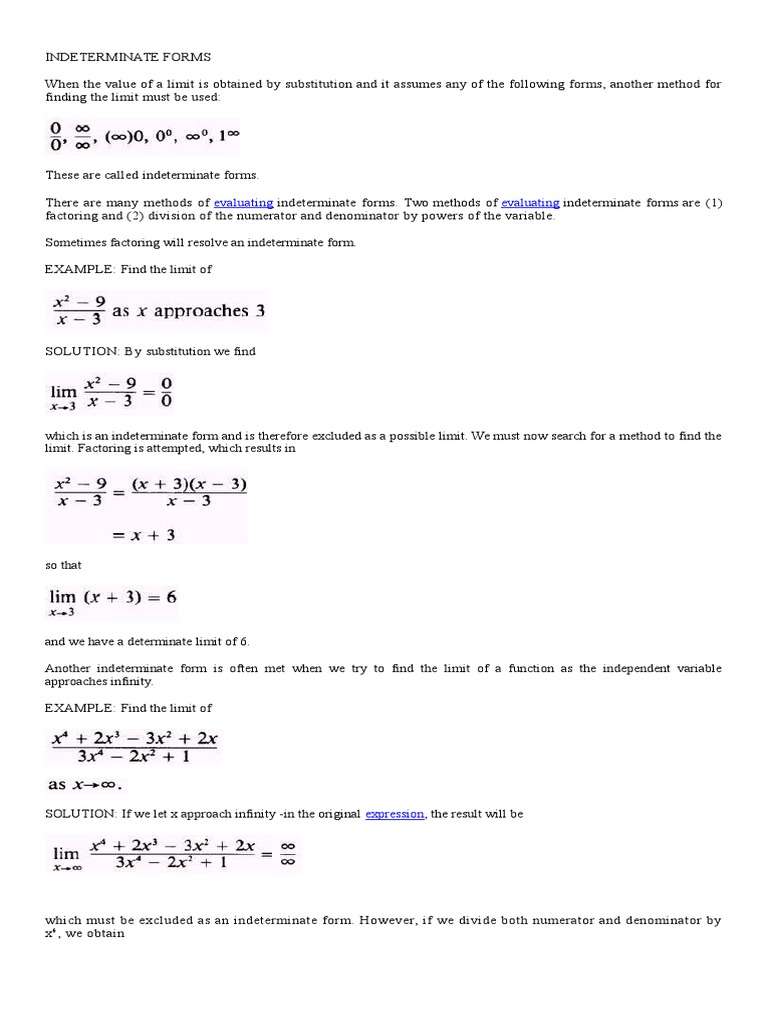 Indeterminate Forms | Fraction (Mathematics) | Logarithm