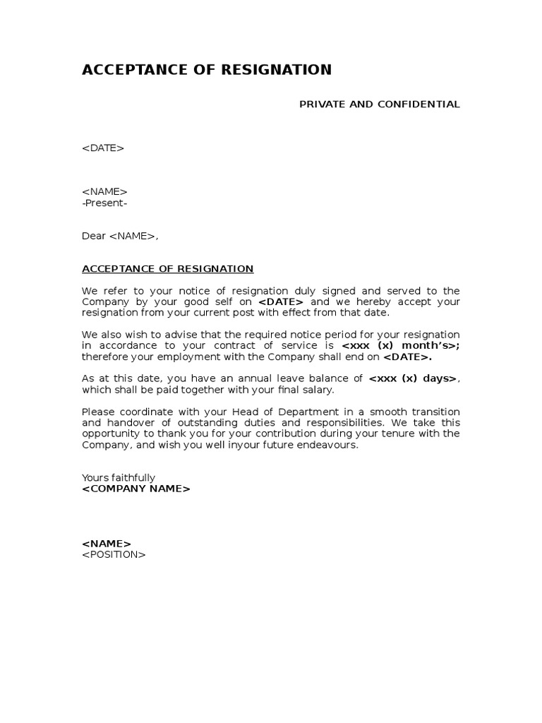 Acceptance of Resignation Letter | PDF