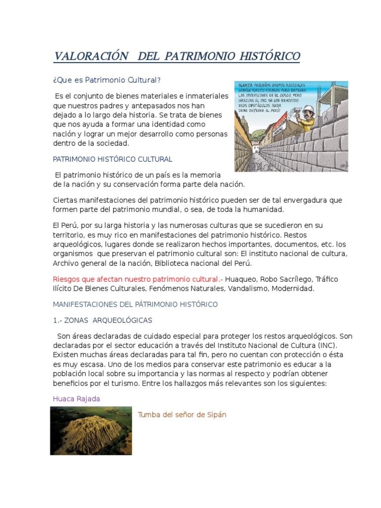 Valoración Del Patrimonio Histórico | PDF | Patrimonio cultural | Bienes (Ley)