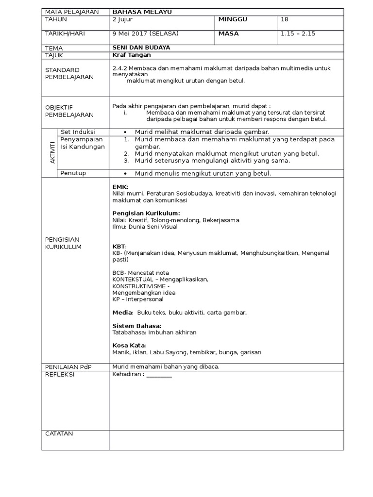 Contoh RPH BM Pak21 | PDF
