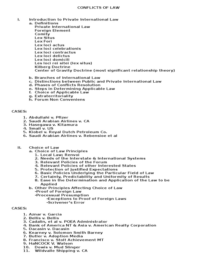 Conflicts of Law | PDF | Choice Of Law | Private Law