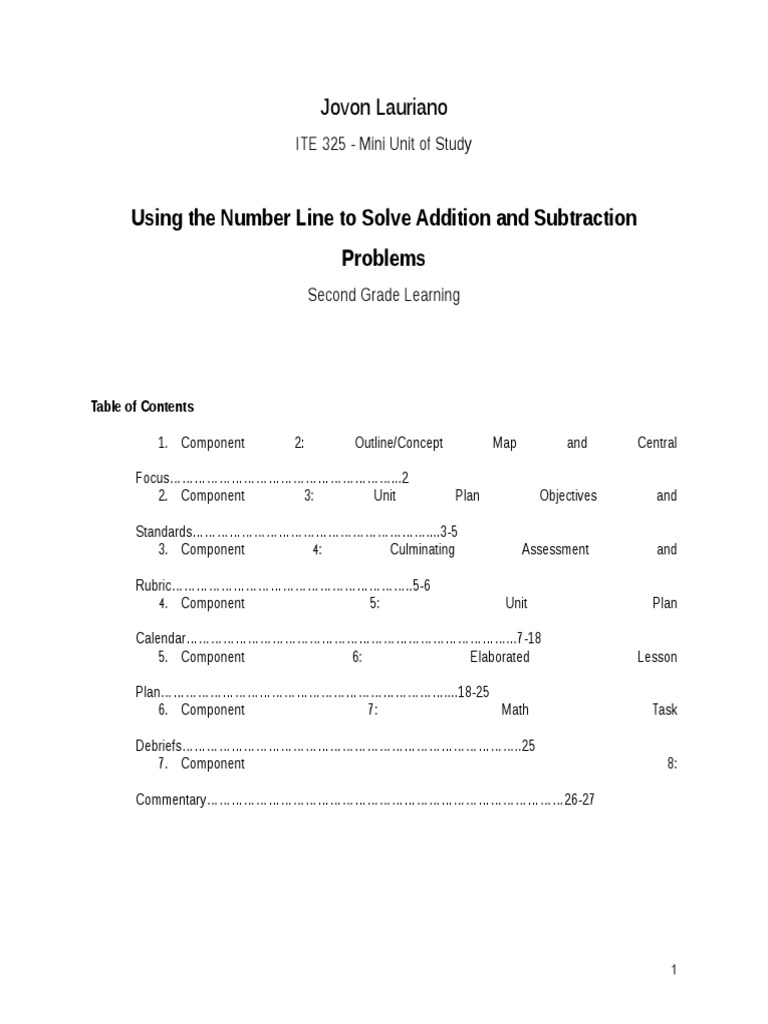 Using The Number Line To Solve Addition and Subtraction Problems | PDF ...