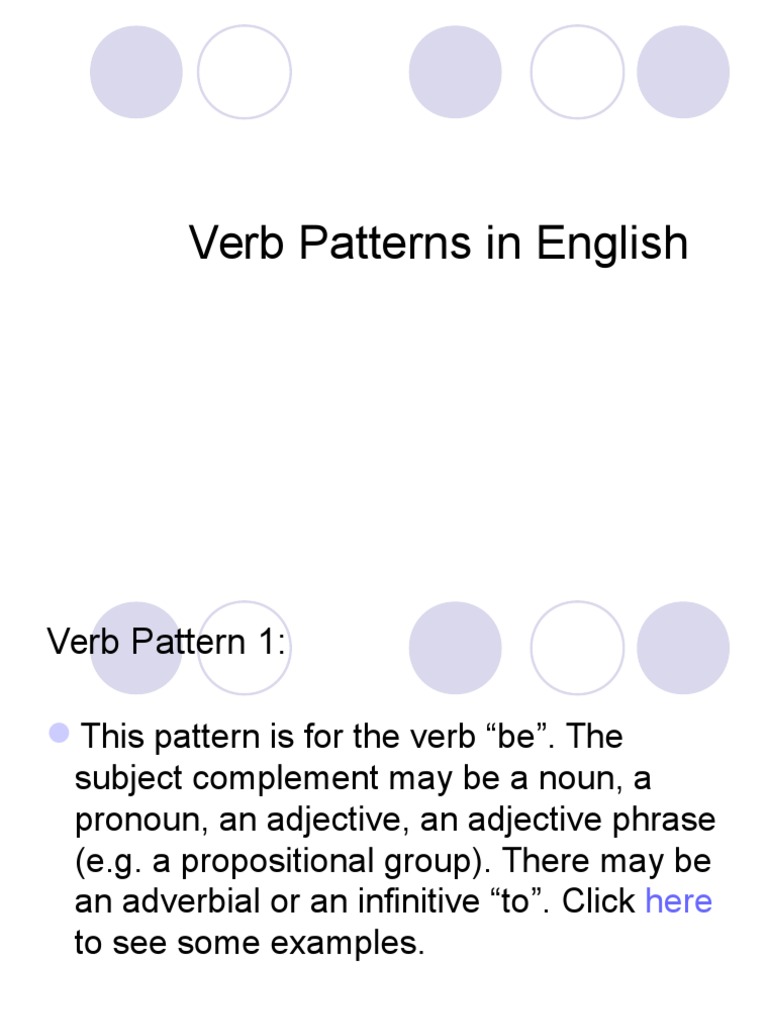 Verb Patterns (1) | Verb | Subject (Grammar)