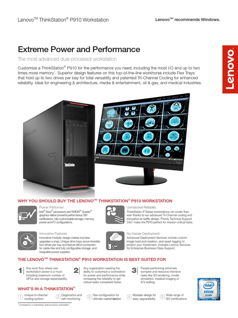 ThinkStation P910 Datasheet | PDF | Intel | Lenovo