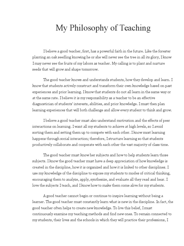 My Philosophy of Teaching | PDF | Learning | Teachers
