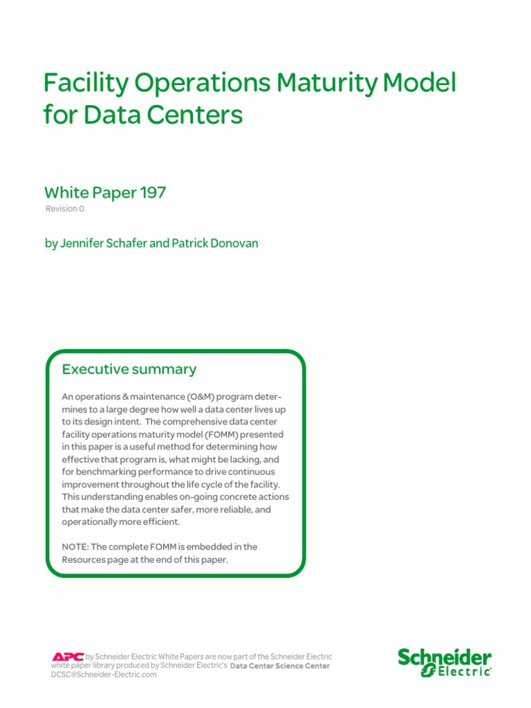 WP 197 Facility Operations Maturity Model For Data Centers PDF | PDF ...