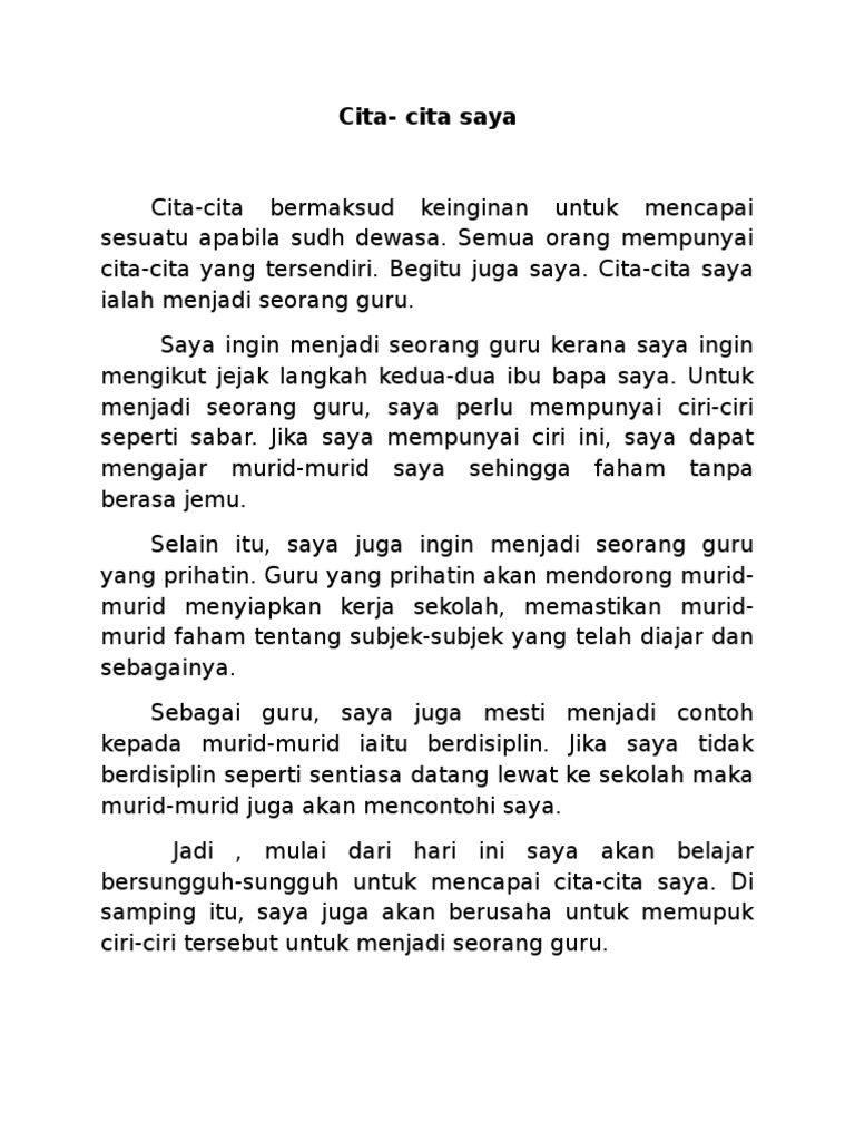 Contoh Karangan Cara-cara Nak Merealisasikan Cita-cita - KaidenminFrey