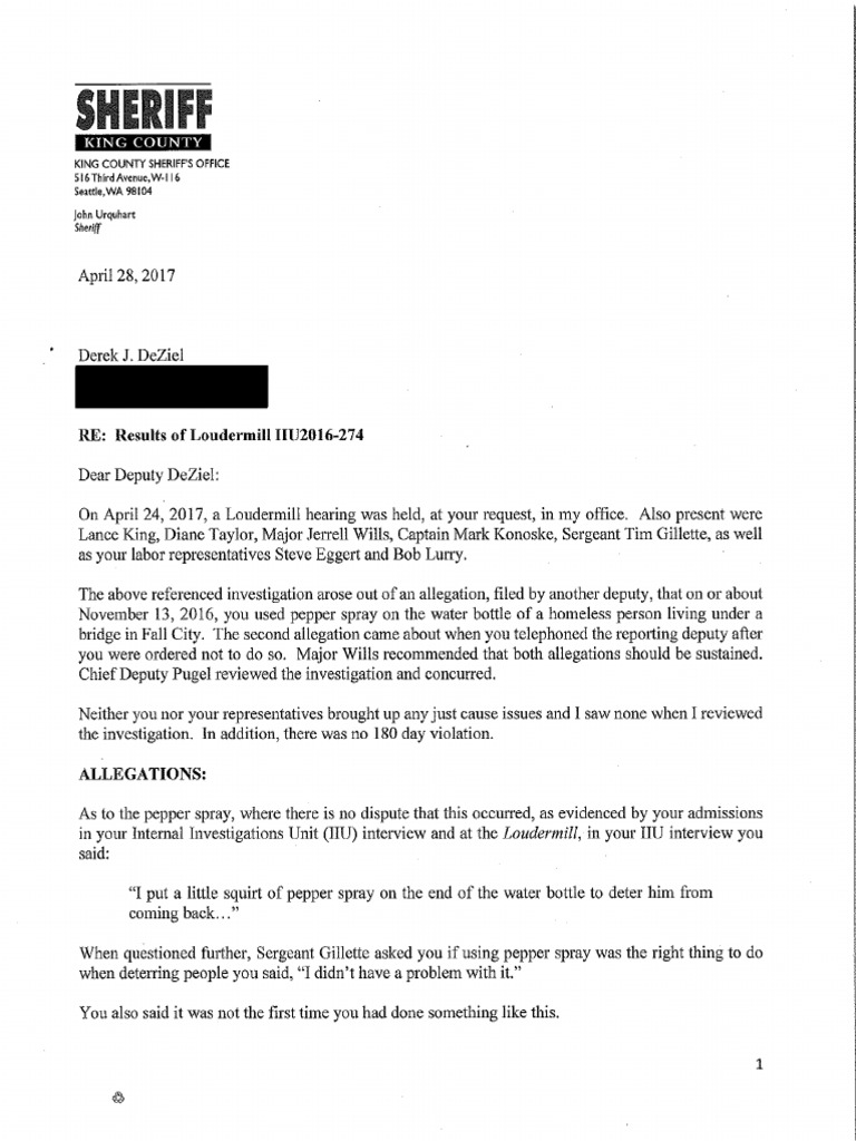 DeZiel Loudermill Results Letter - Redacted | PDF
