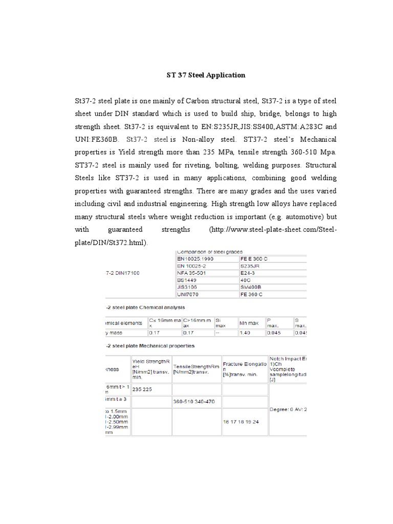 ST 37 Steel Application | PDF