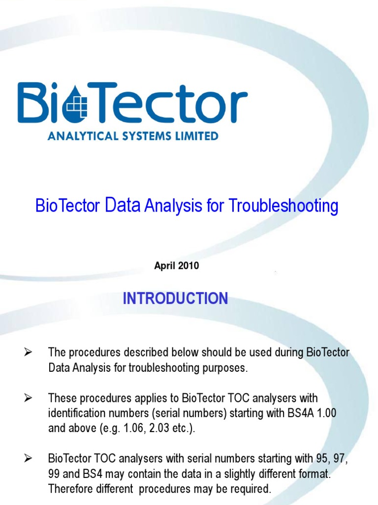 BioTector Data Analysis For Troubleshooting | PDF | Analog To Digital ...