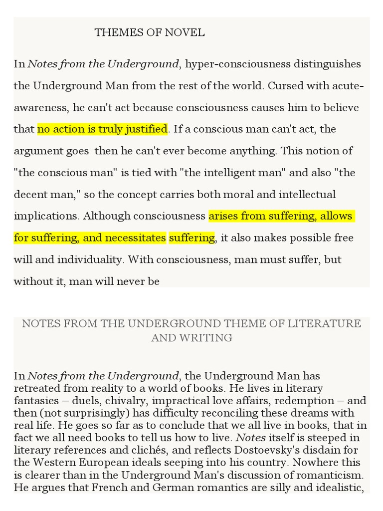 Themes in Notes from the Underground | PDF | Existentialism | Free Will