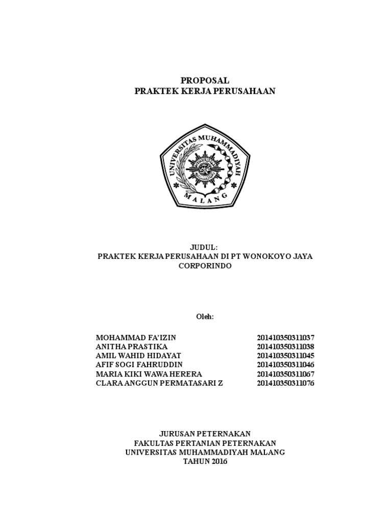 Proposal Pkp 3 Wonokoyo Jadi Pdf