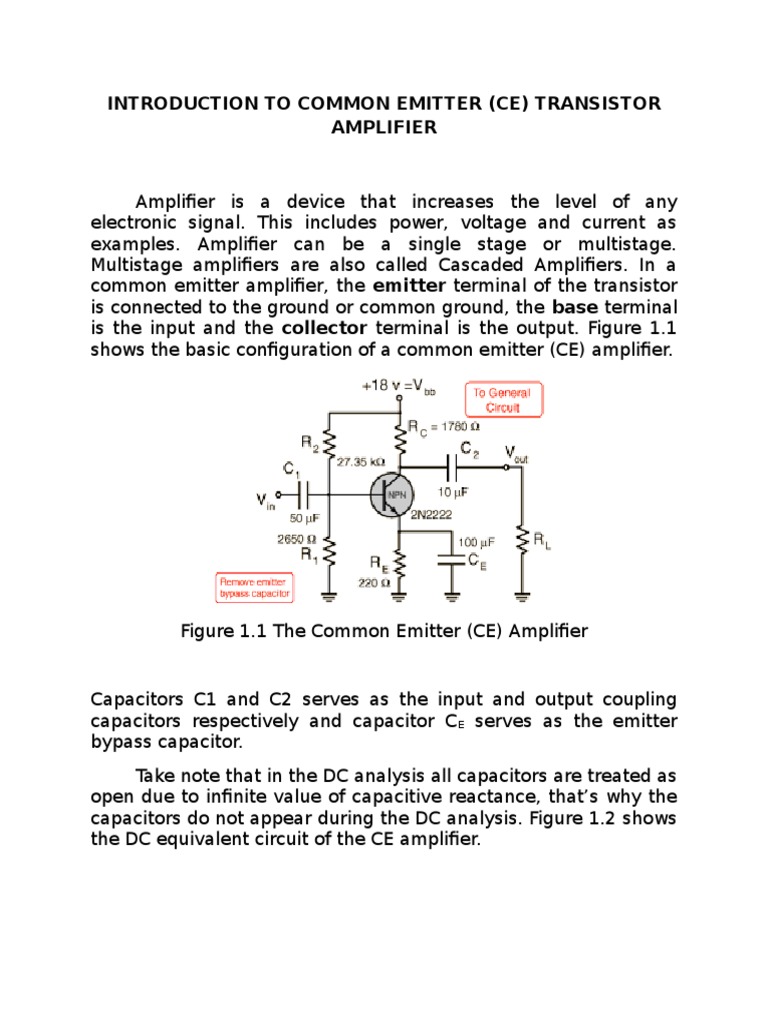 Common Emitter Amplifier Overview | PDF | Science & Mathematics ...