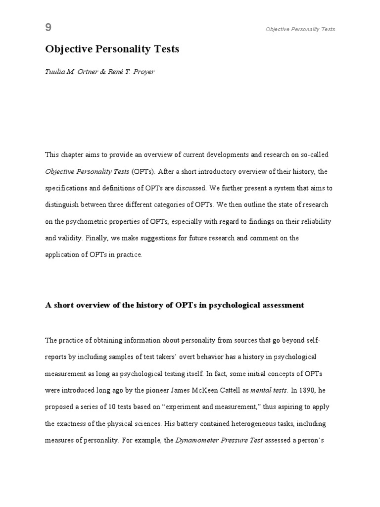 Objective Personality Test | PDF | Psychometrics | Validity (Statistics)