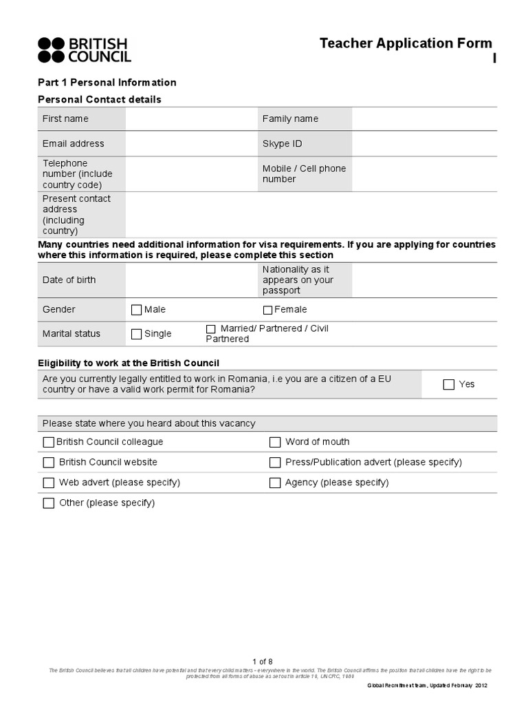 Teacher Application Form | PDF | Criminal Record | Disability