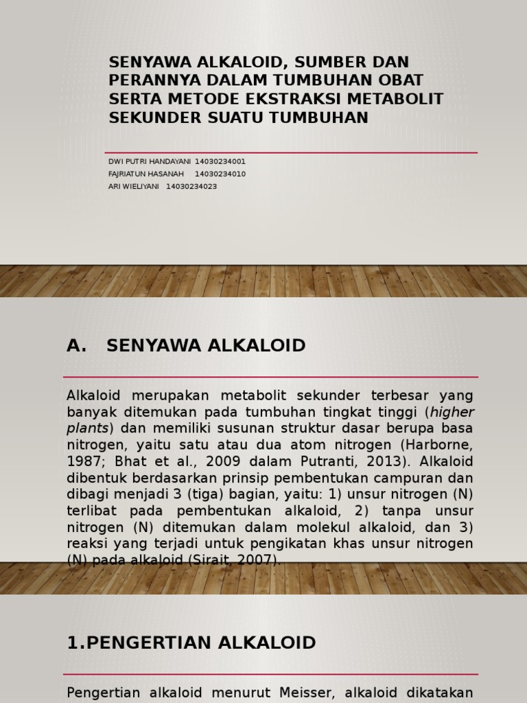 Senyawa Alkaloid, Sumber Dan Perannya Dalam Tumbuhan | PDF