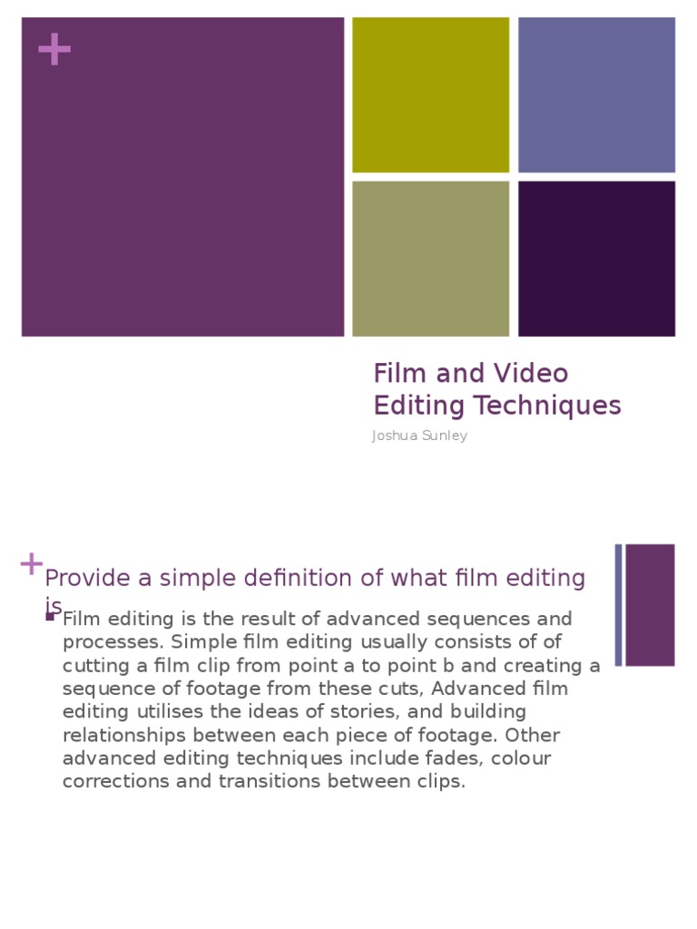 Film and Video Editing Techniques Template | PDF | Leisure