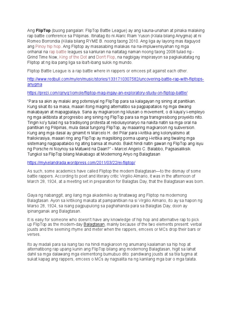 Definition NG Fliptop Na Malupit | PDF