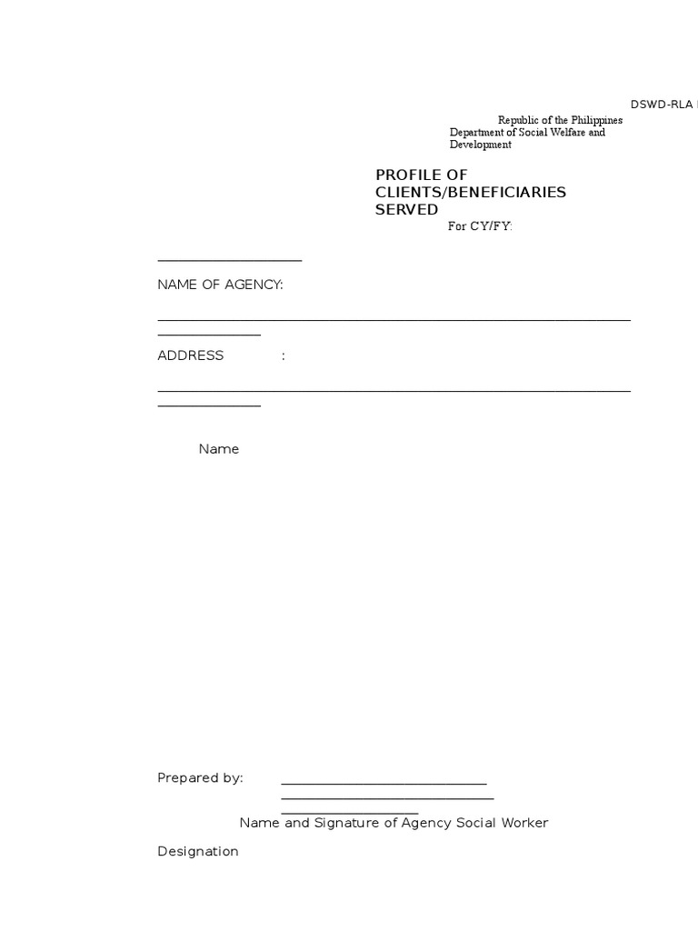 DSWD RLA Form 8 Clients | PDF