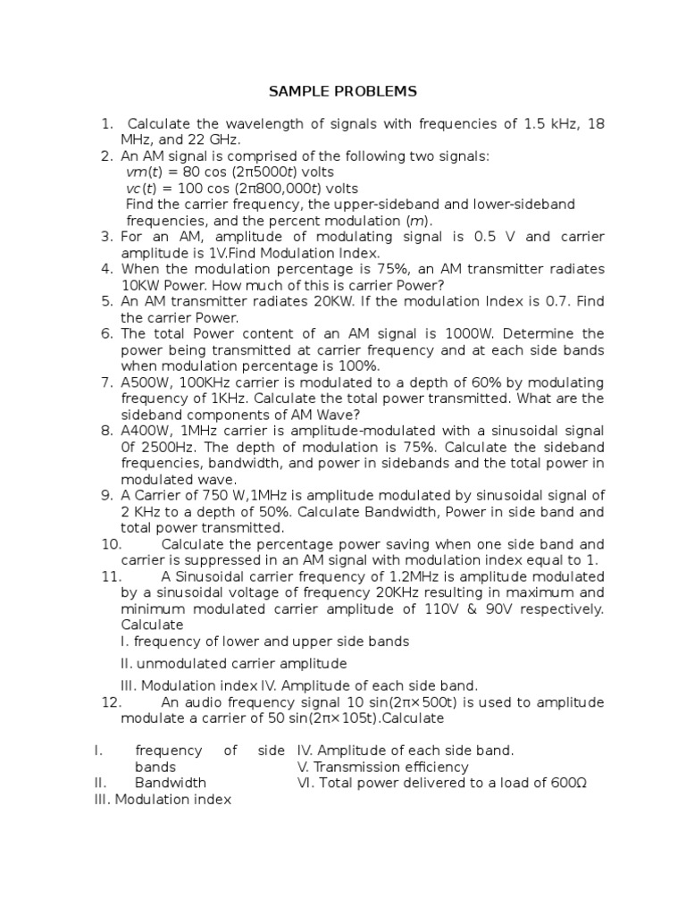 Problems | PDF | Telecommunications | Radio