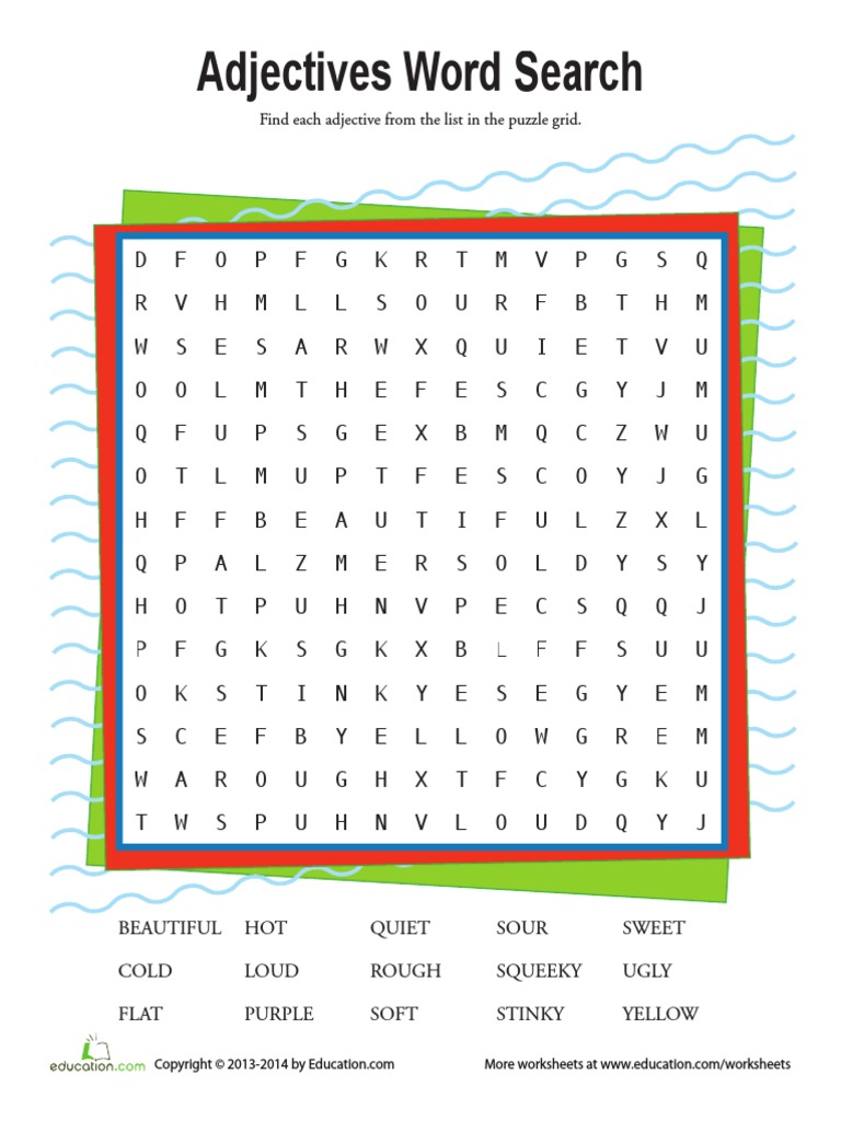 Adjective Word Search | PDF