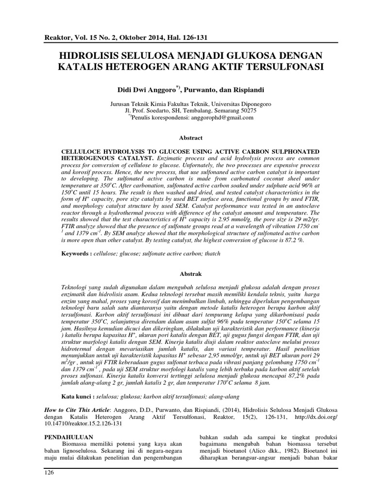 Hidrolisis Selulosa dengan Arang Aktif | PDF