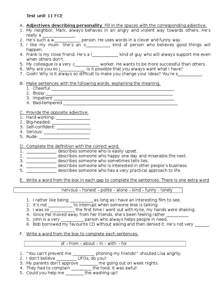 Test Unit 11 FCE | PDF