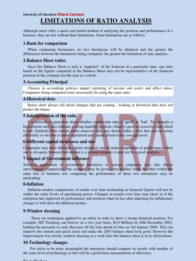 Limitations of Ratio Analysis Explained | PDF | Capital Structure ...