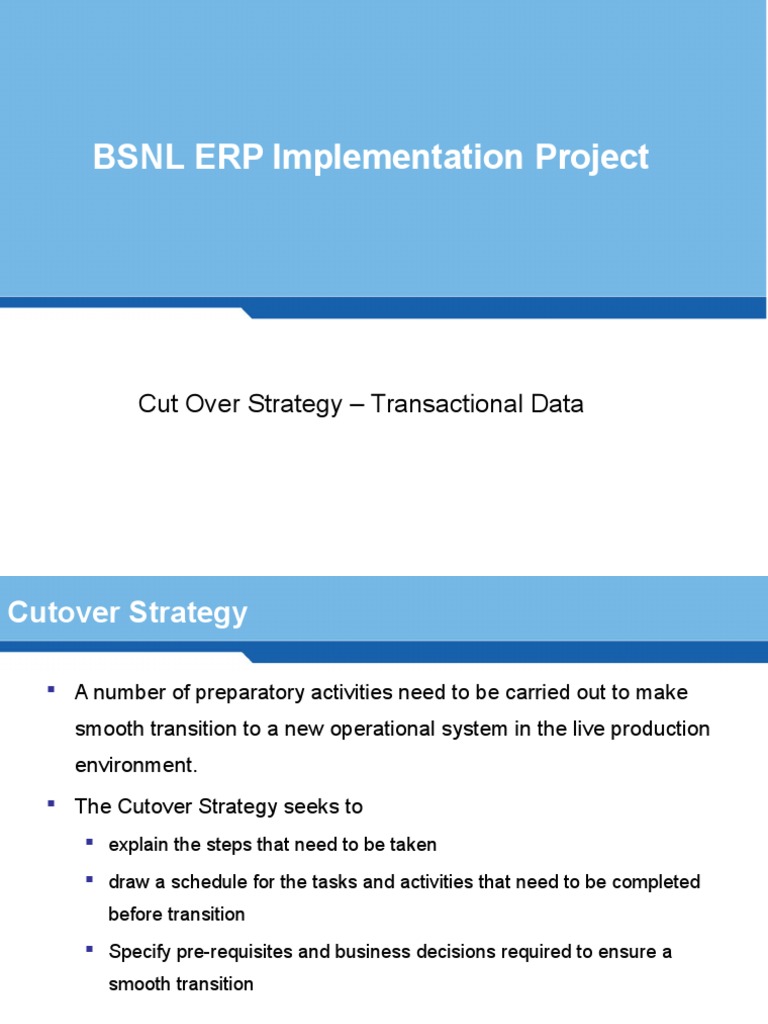 BSNL ERP Cutover Strategy Overview | PDF