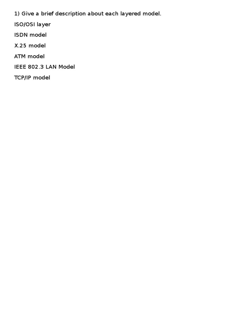 1) Give A Brief Description About Each Layered Model. ISO/OSI Layer ...