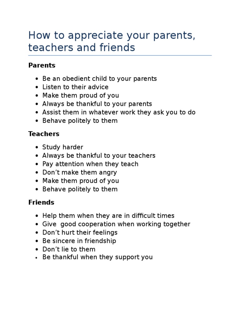 How To Appreciate Your Parents | PDF