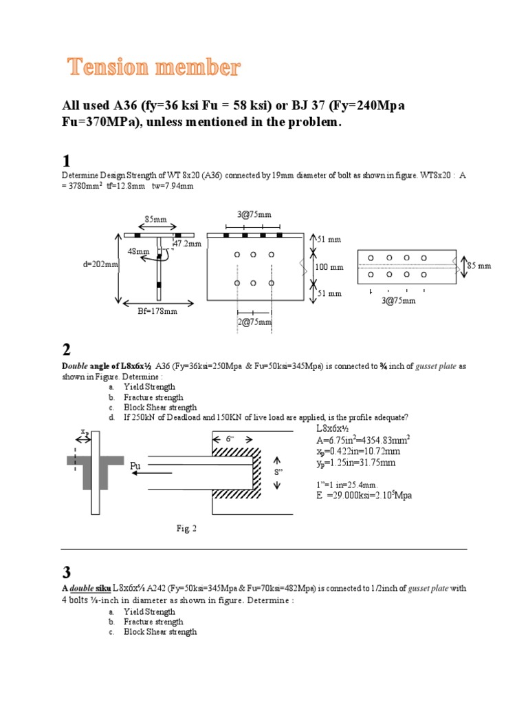 Tension Member Homework 2017 | PDF | Screw | Materials