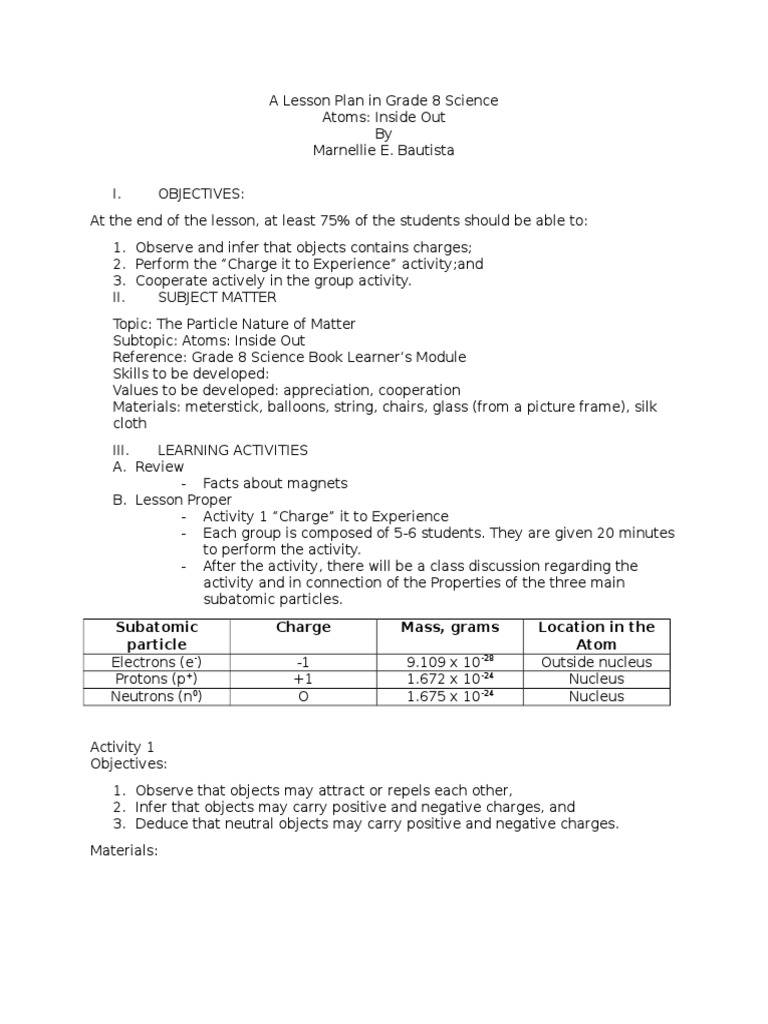 A Lesson Plan in Grade 8 Science | PDF