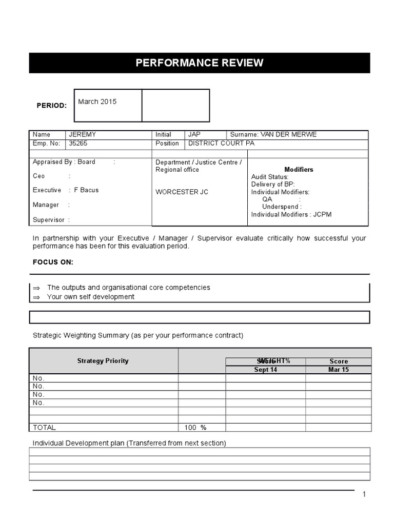 Blank IDP Form | PDF | Leadership | Business