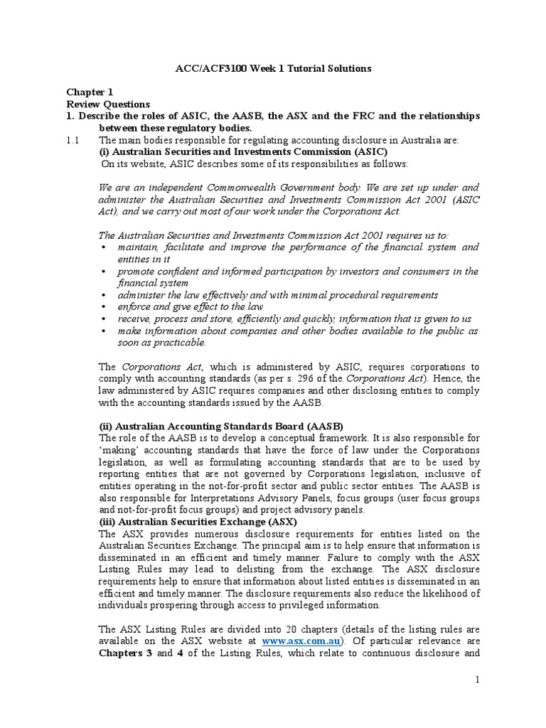 Week 1 Tutorial Solutions | PDF | International Financial Reporting ...