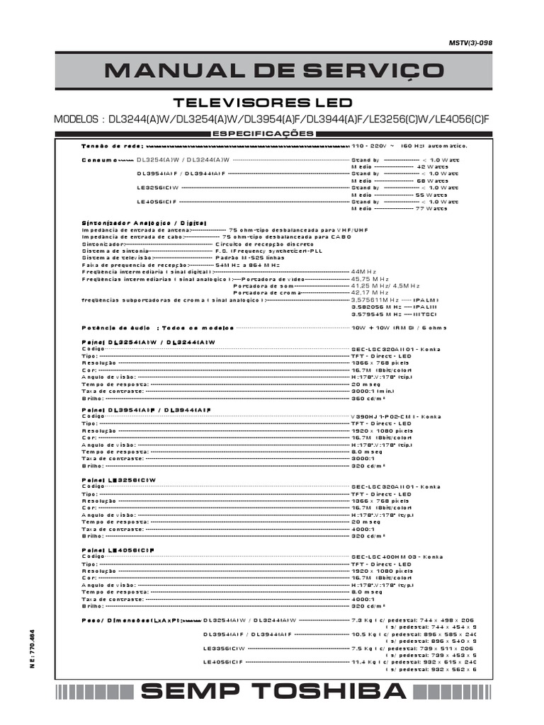 Semp Ttoshiba Led 770464 PDF | PDF | USB | HDMI