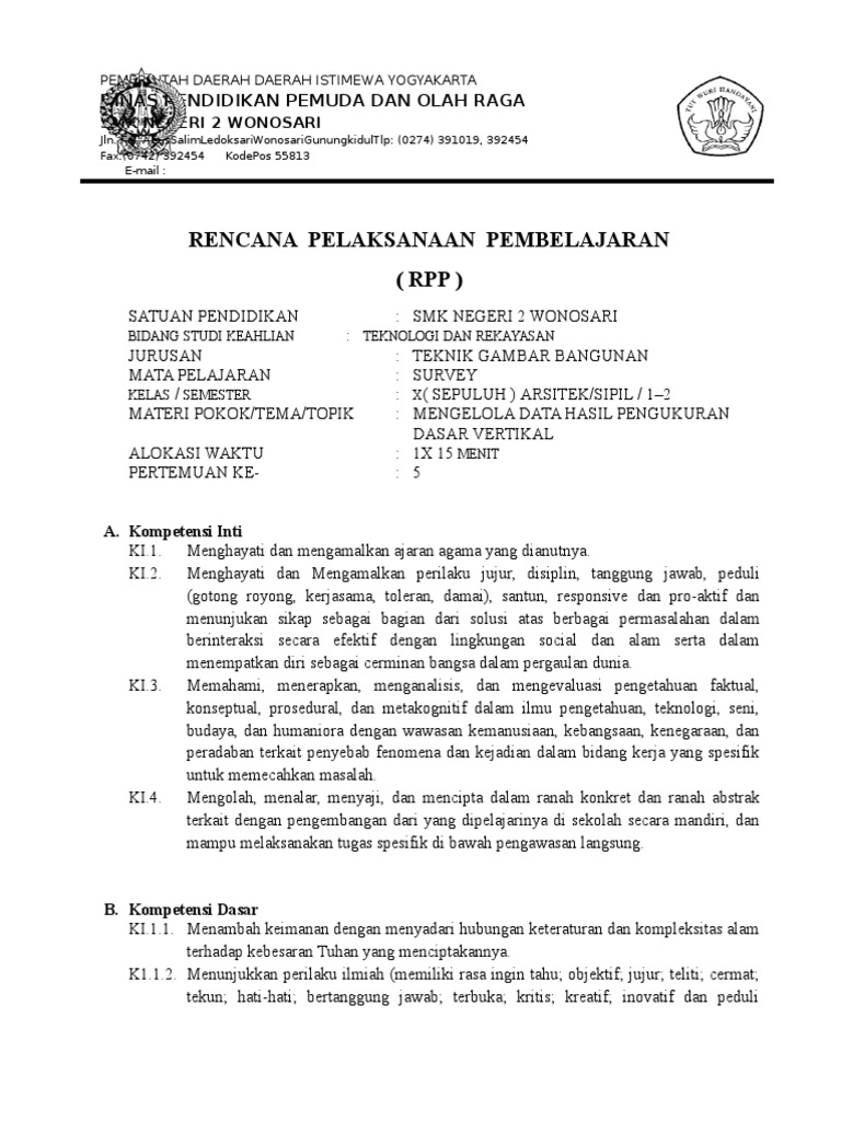RPP Ke 5, Pengukuran Kerangka Dasar Vertikal | PDF